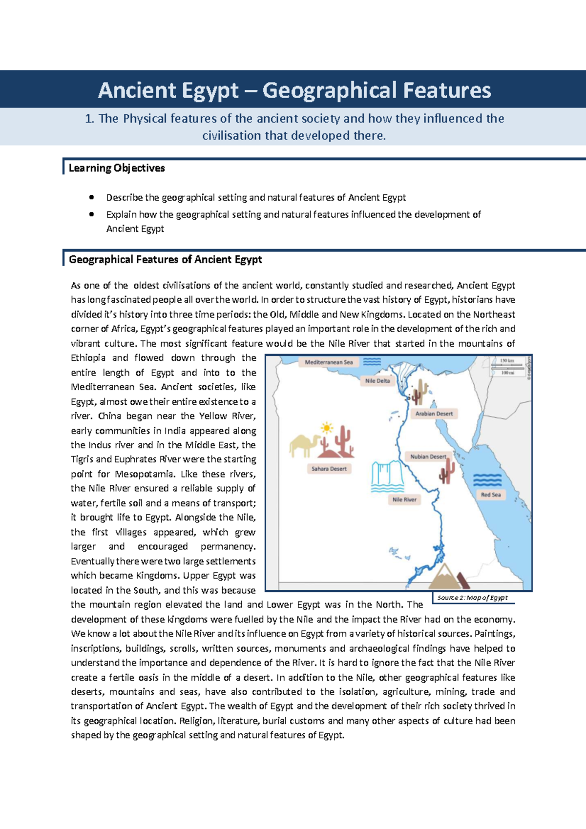 Egypt Geographical Features: Influence on Ancient Civilisation - Studocu