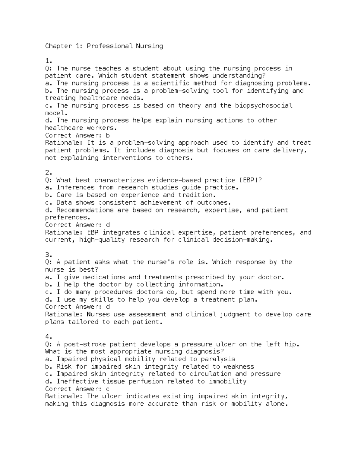 Chapter 01: Professional Nursing - Key Concepts and Nursing Process ...