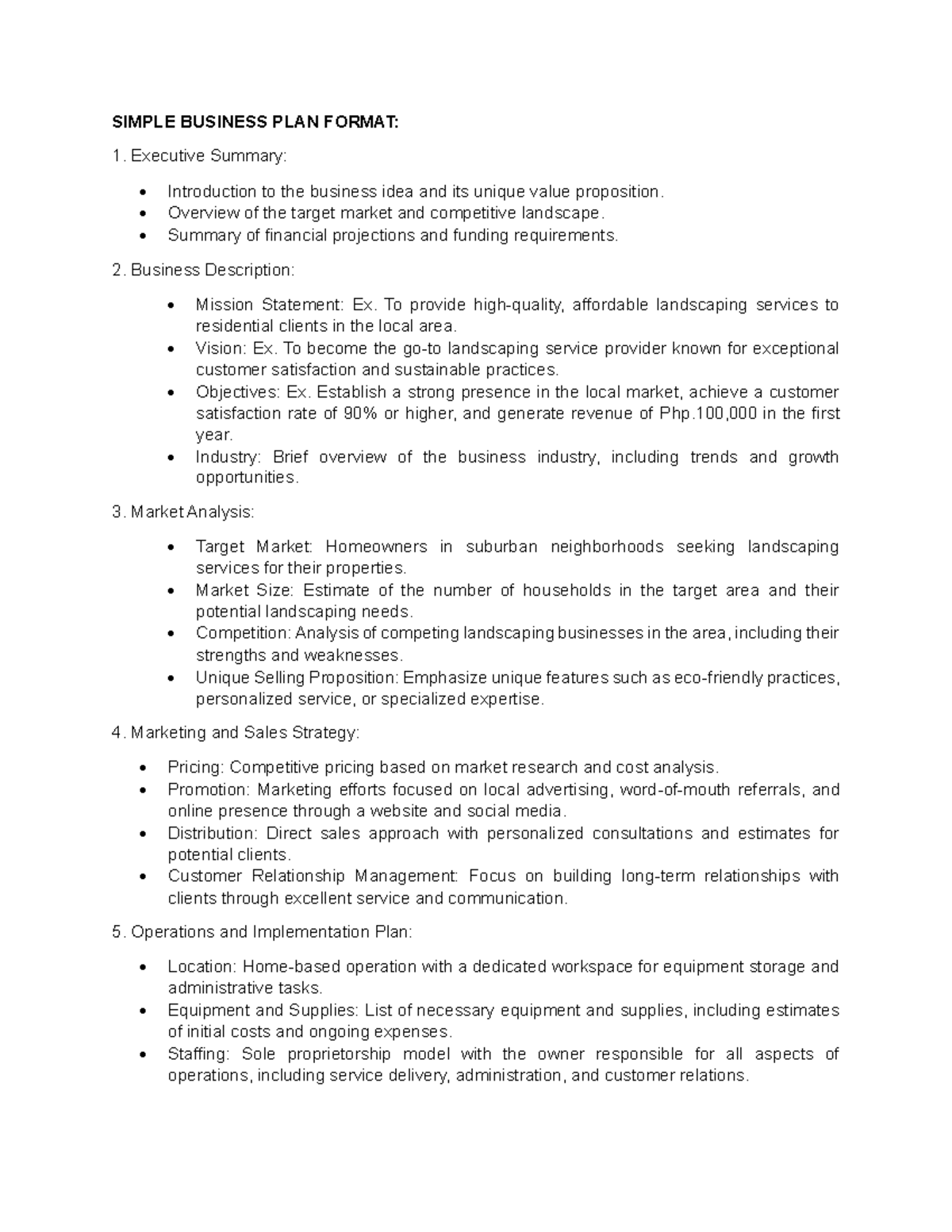 SIMPLE BUSINESS PLAN FORMAT: Key Components & Strategies - Studocu