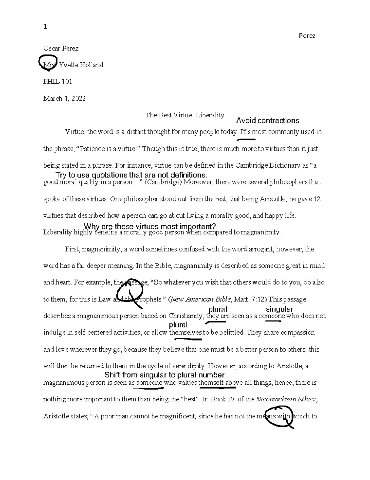 PHIL 101 - Essay on Virtue: Liberality vs. Magnanimity - Studocu