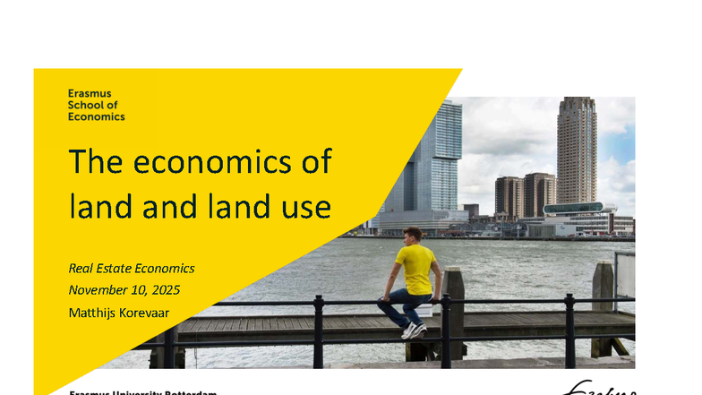 Real Estate Economics Lecture - Key Concepts and Questions - Studeersnel