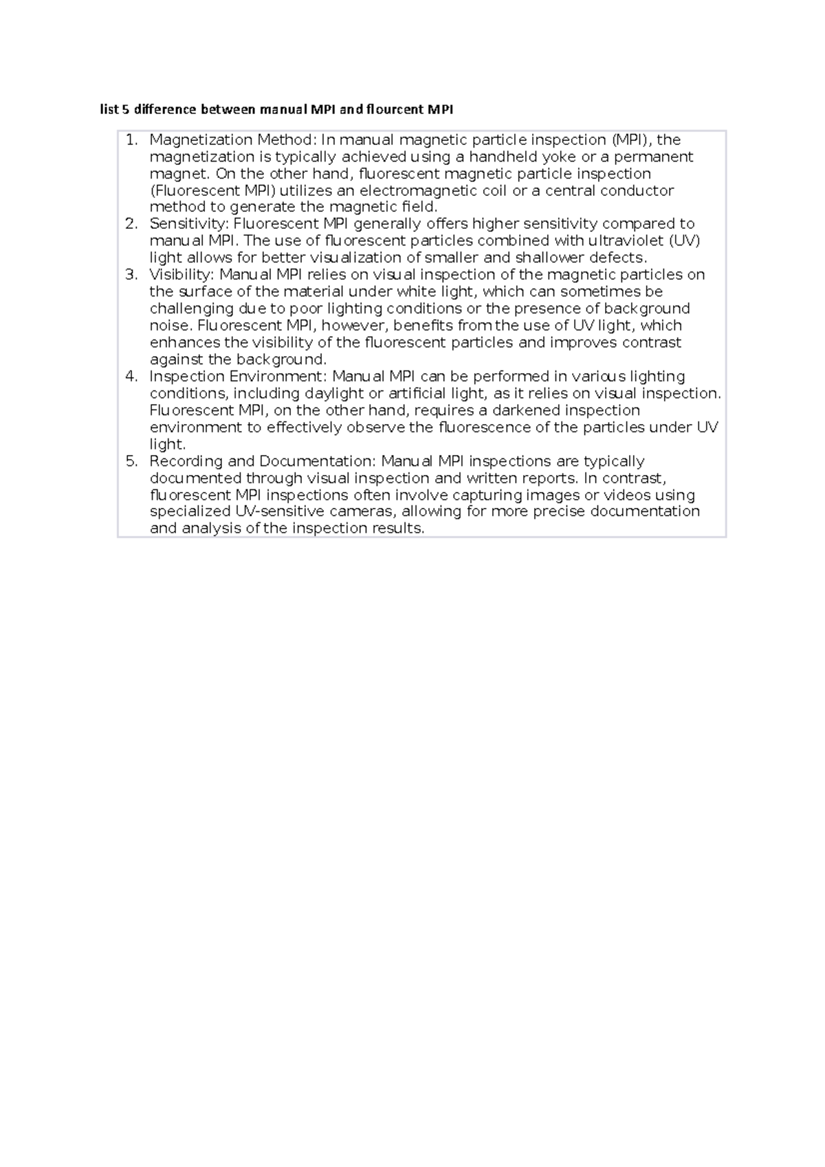 Differences Between Manual MPI and Fluorescent MPI: A Comparison - Studocu