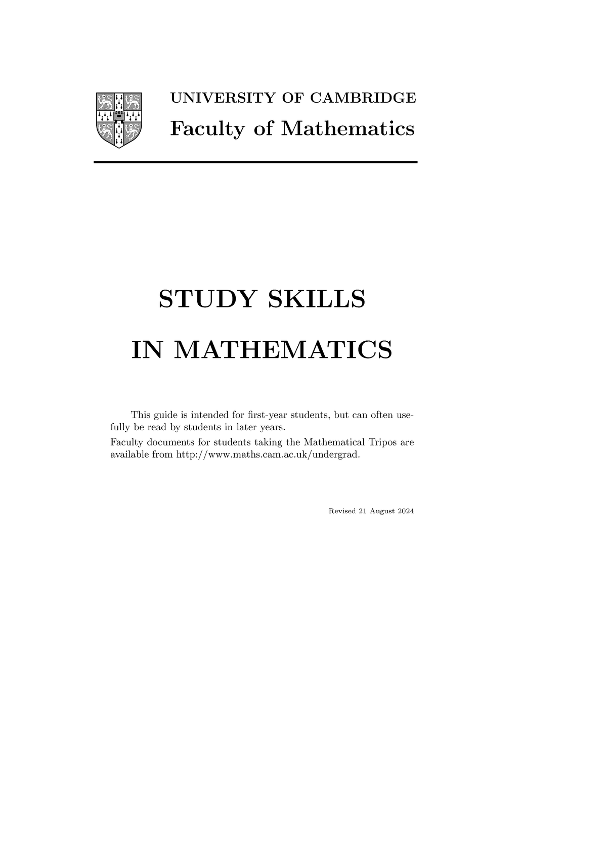 Mathematics Study Skills Guide for First-Year Students (MATH101) - Studocu