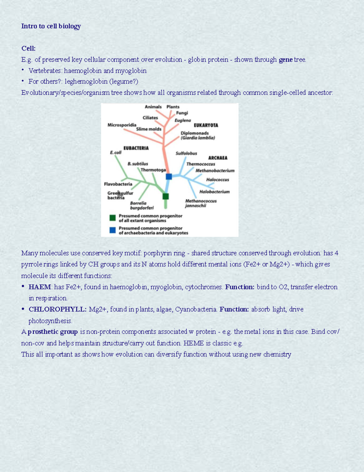 Intro to Cell Biology: Evolution of Key Cellular Components - Studocu