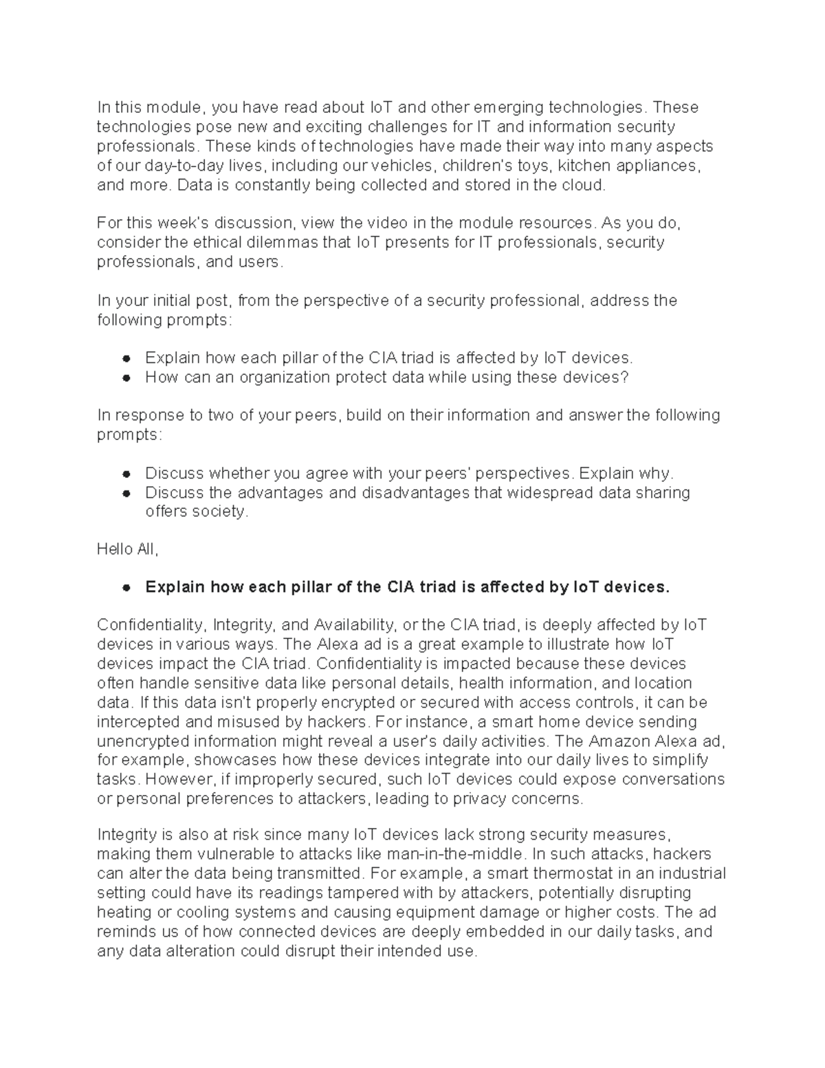 IoT and the CIA Triad: Ethical Considerations in IT Security - Studocu