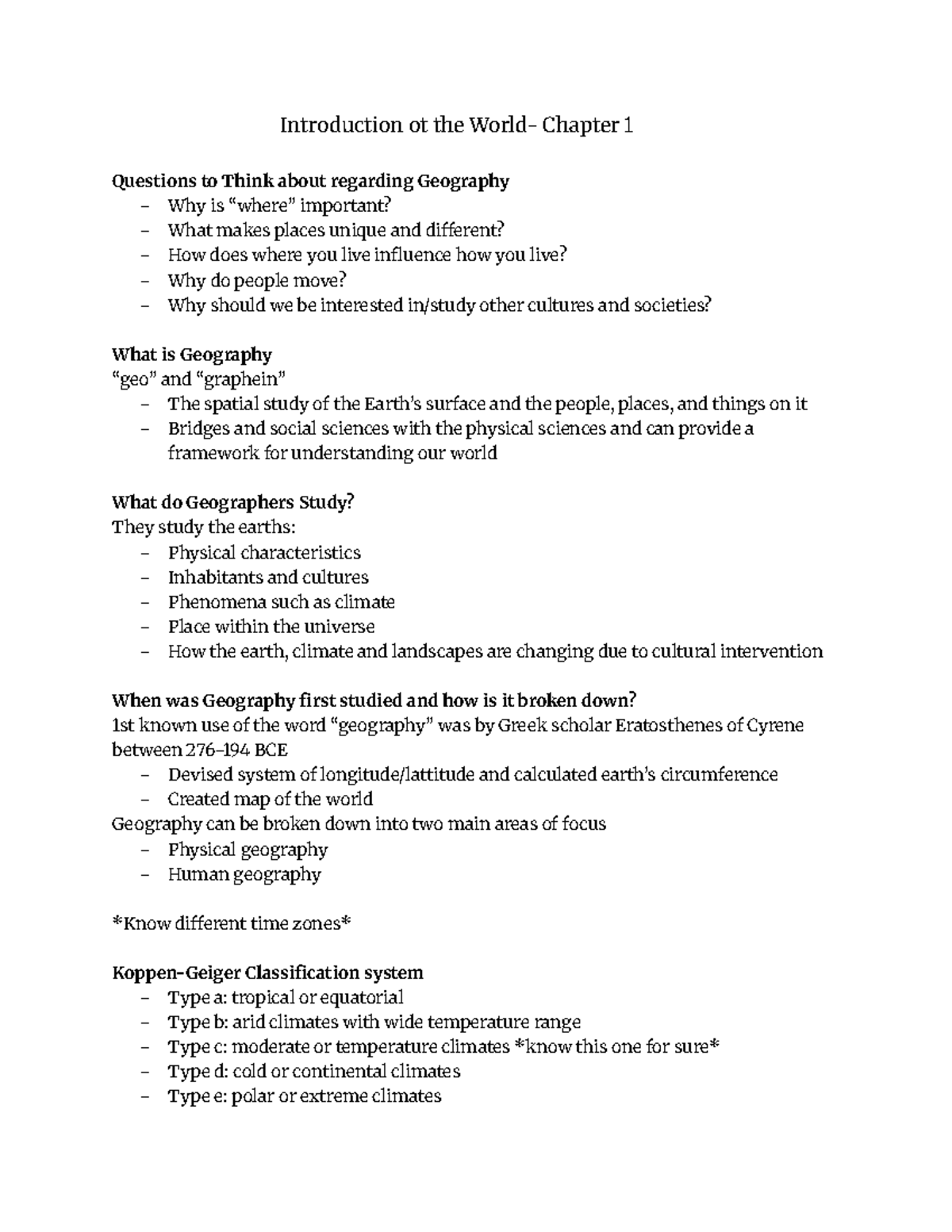 GEOG 1001: Intro to Geography - Chapter 1 Key Concepts & Questions ...