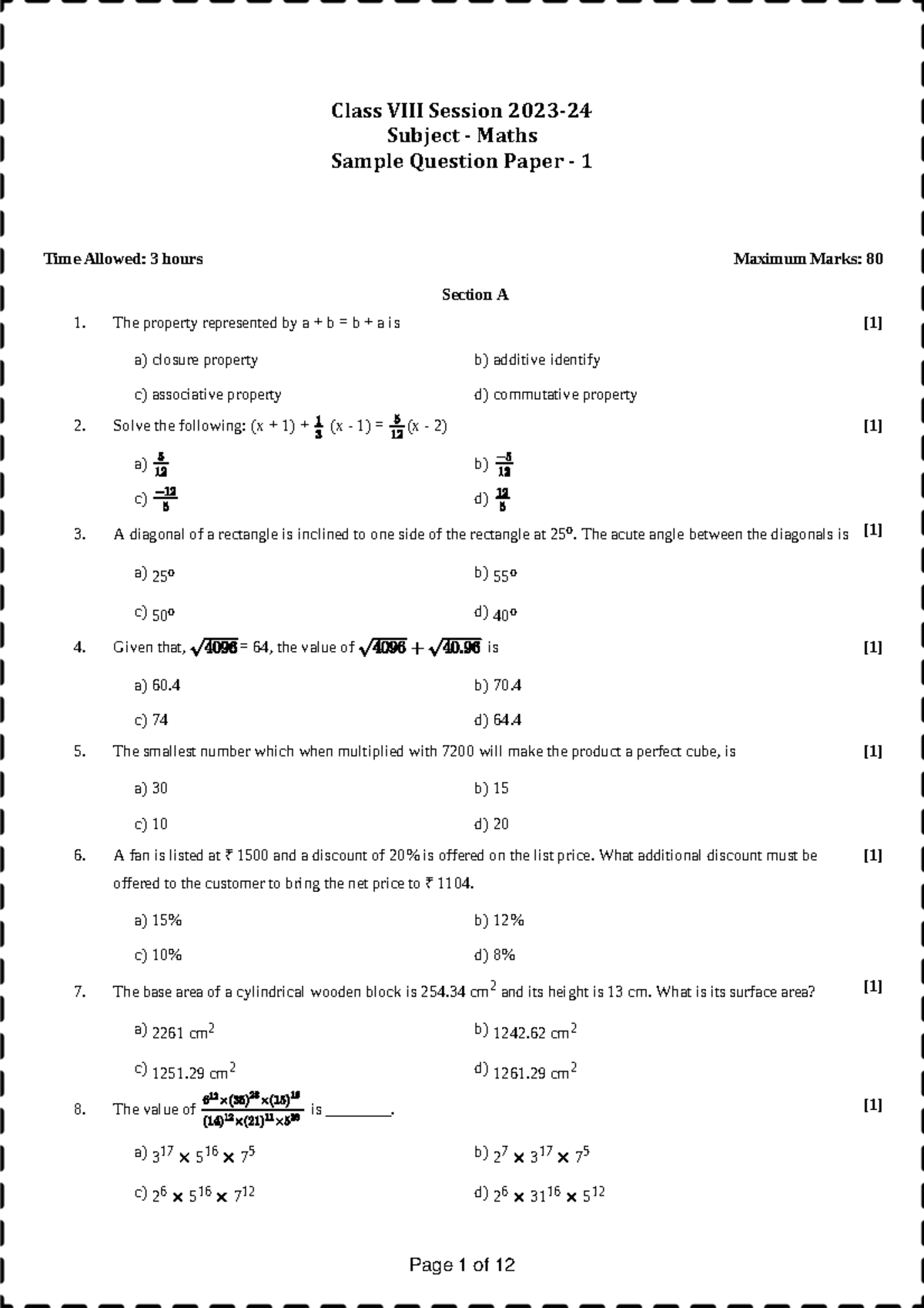 PDF Document - Plz - Time Allowed: 3 hours Maximum Marks: 80 Section A a) closure property b ...