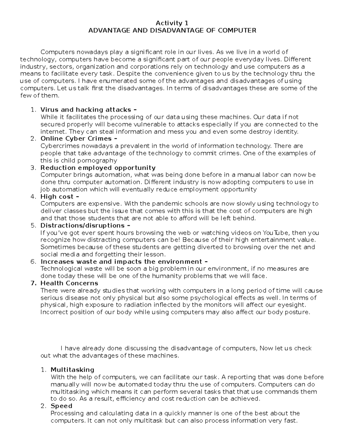 Advantages and Disadvantages of Computers: A Comprehensive Overview ...