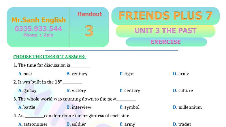 3 (FP7) U4 Exercise - Friends Plus 7 Quiz Answers - Studocu