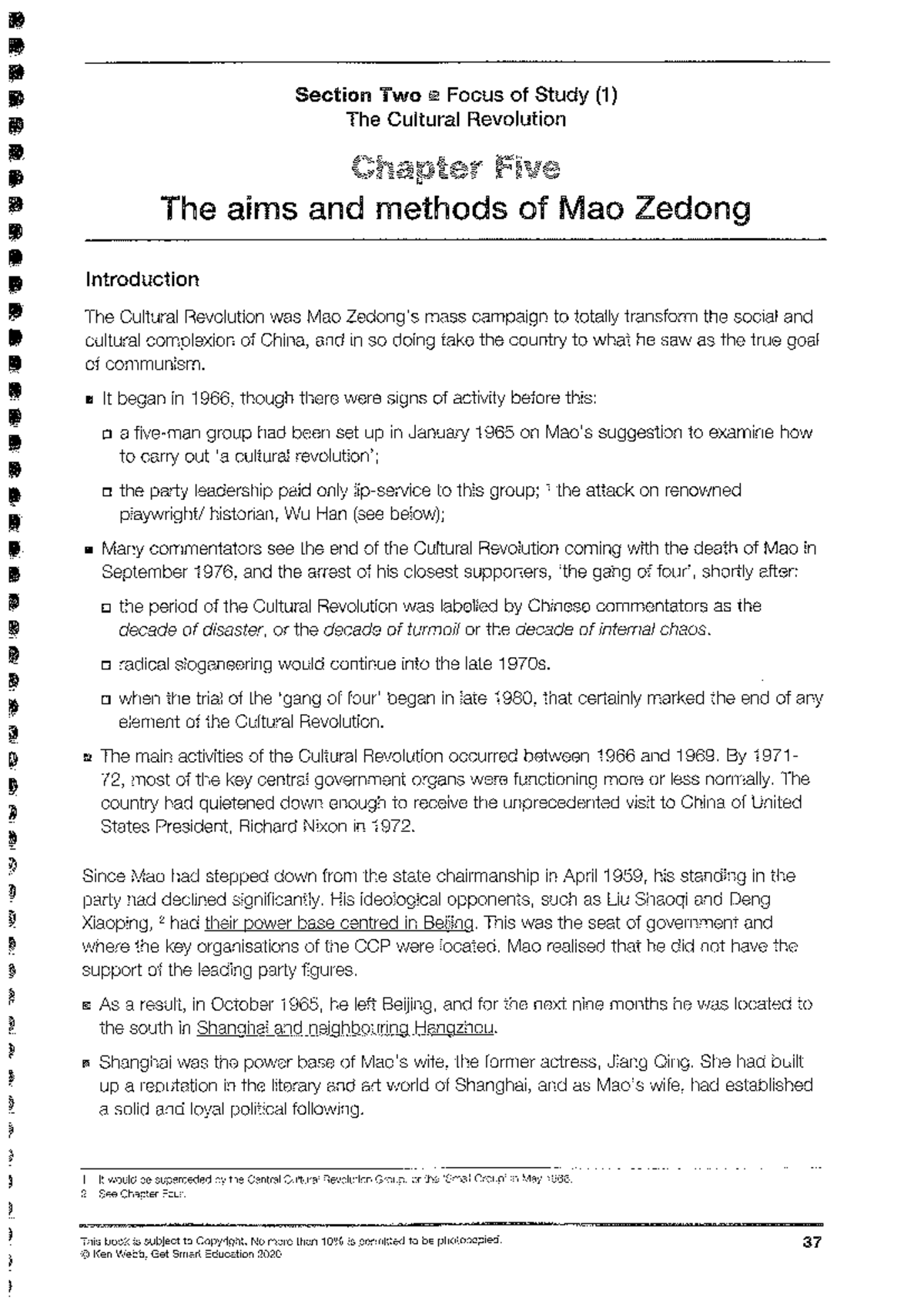 Ch5-10: The Cultural Revolution - Aims & Methods of Mao Zedong - Studocu