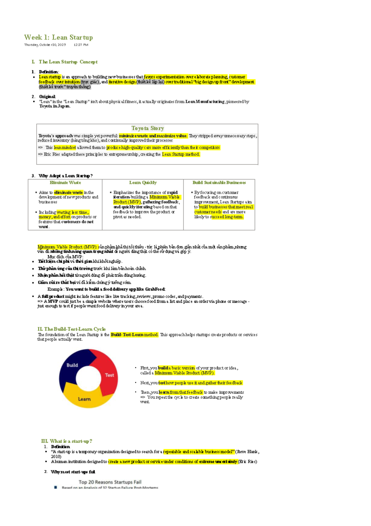 Week 1: Lean Startup Overview and Key Concepts - Studocu