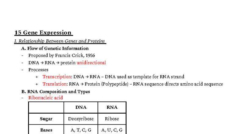 Lecture 15: Gene Expression - Genes, Proteins, and Genetic Information ...