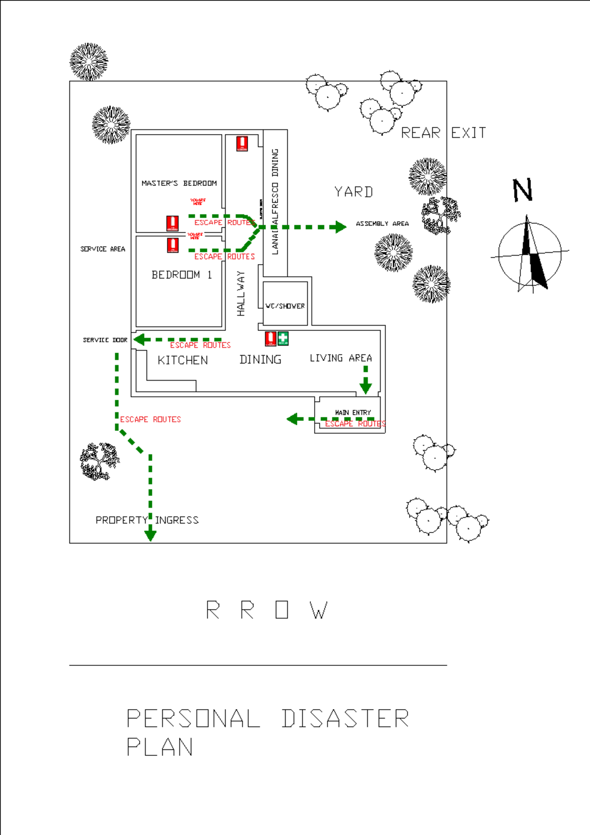 escape route plan - Architectural Design 2 - REAR EXIT MASTER'S BEDROOM ...