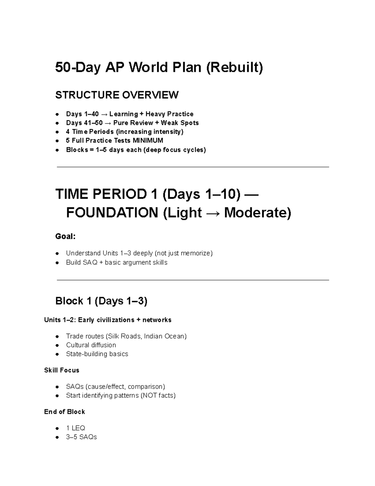 AP World History (AP WH) Study Schedule: Comprehensive Plan - Studocu