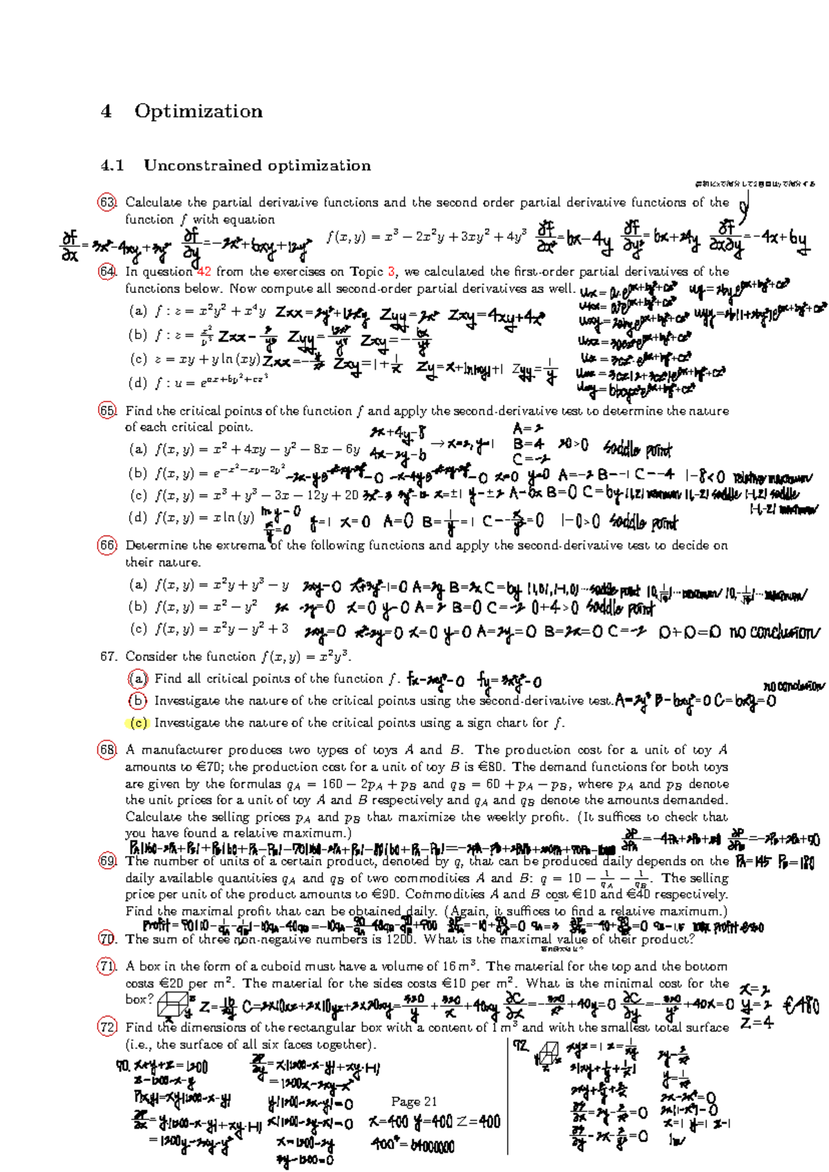 Topic 4 Questions - Exercises on Optimization Techniques - Studocu