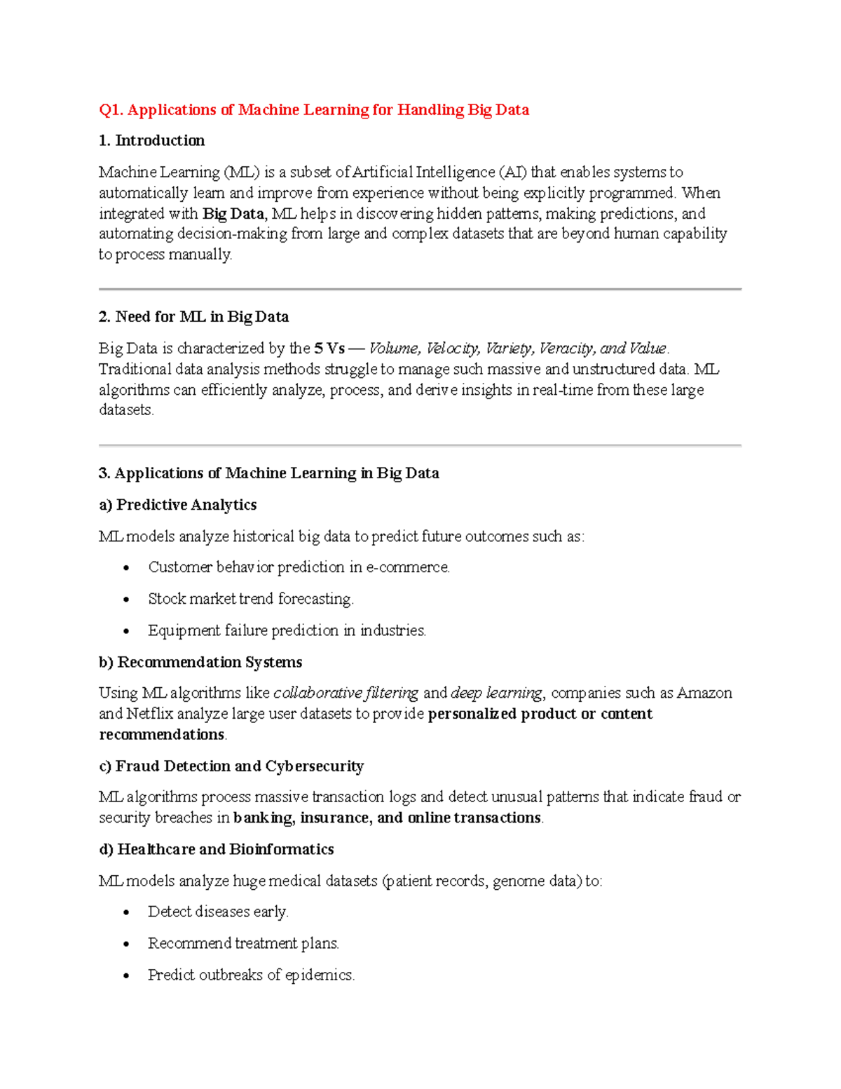 BDA CA2 - Applications of ML & Graph Processing in Big Data - Studocu