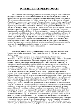 Préparation a la dissertation sur la DDFC - Olympe de Gouges et son ...