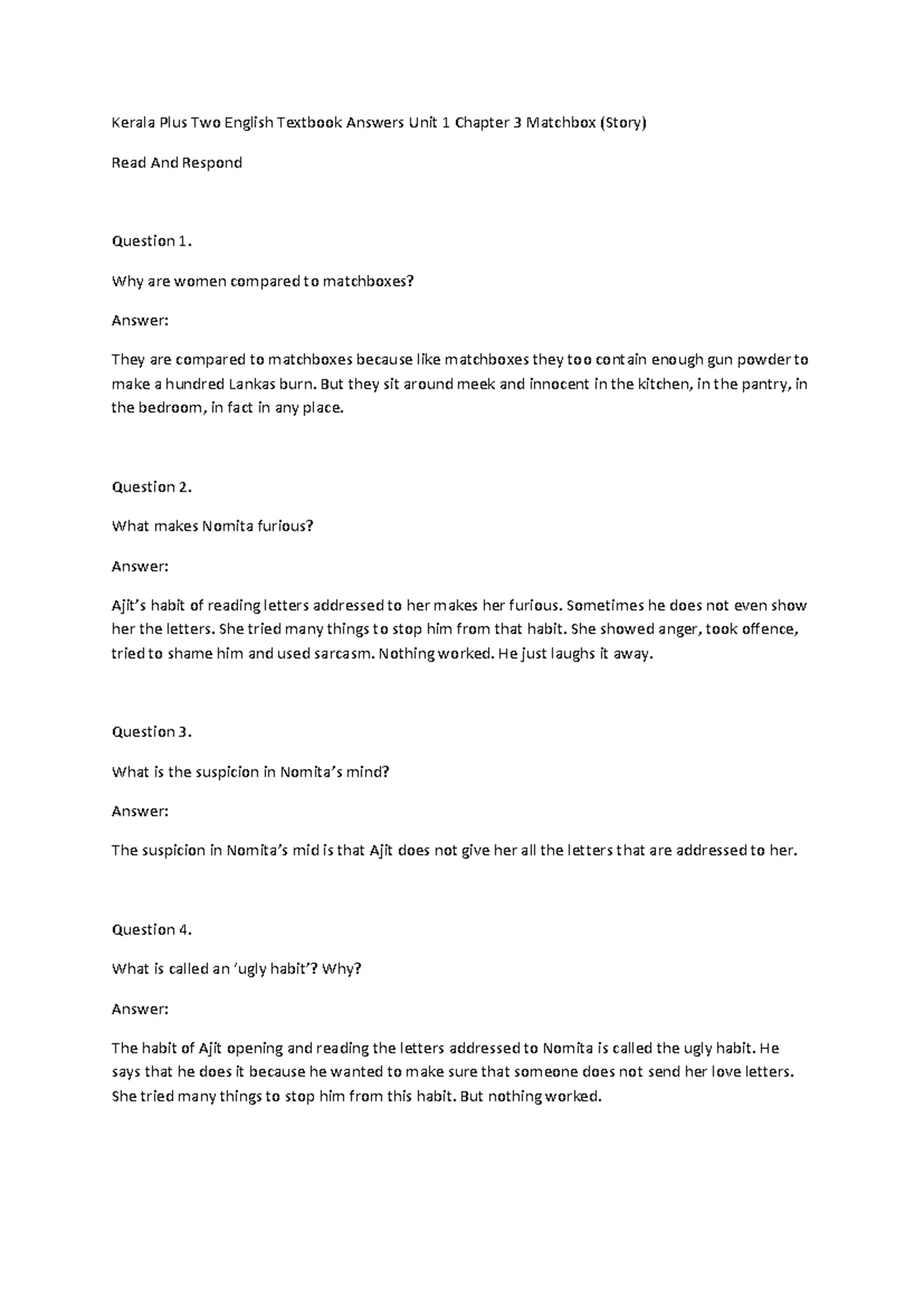 Unit 3 Chapter 2 Didi - hsslive notes - Kerala Plus Two English ...