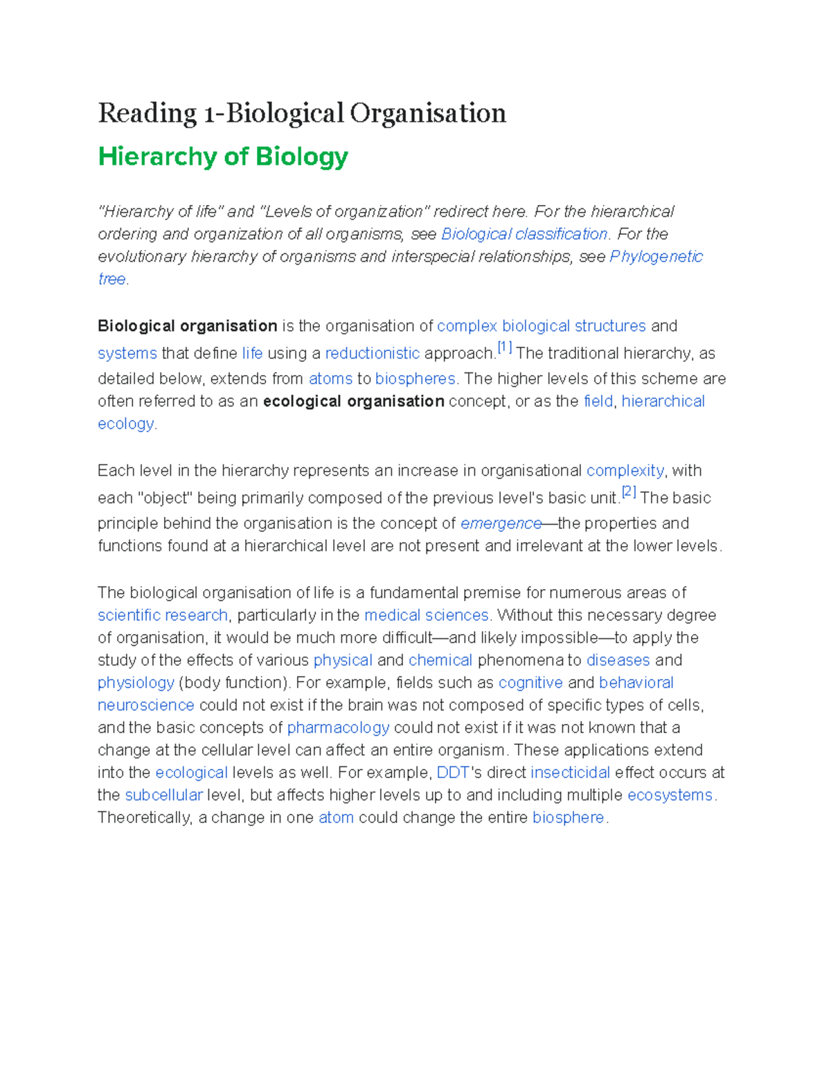 Biological Organisation: Understanding the Hierarchy of Life - Reading ...