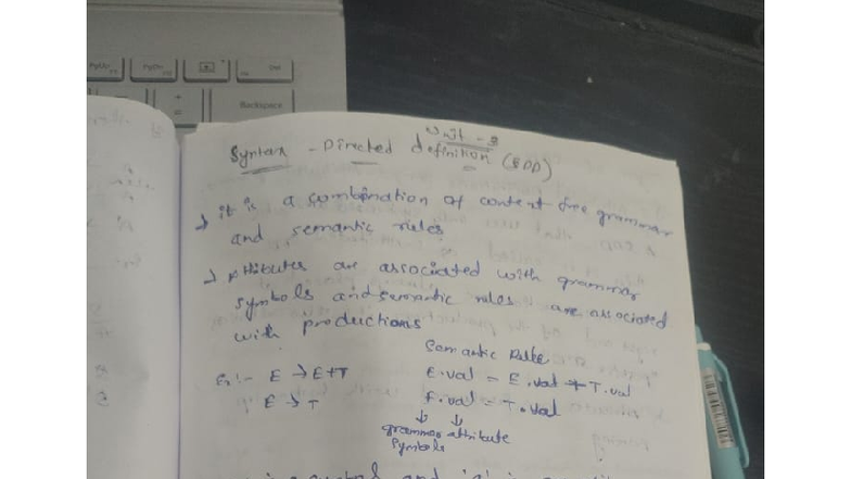 Unit 3 CD: Syntax Directed Definitions and Semantic Rules in Compiler ...