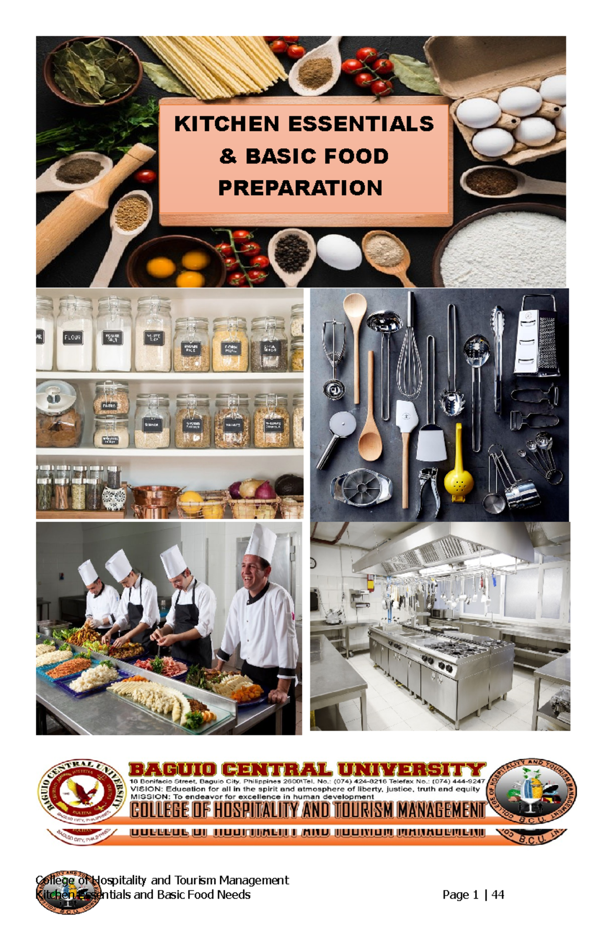 BCU Kitchen Essentials & Basic Food Prep (Prelim & Midterm Lecture ...