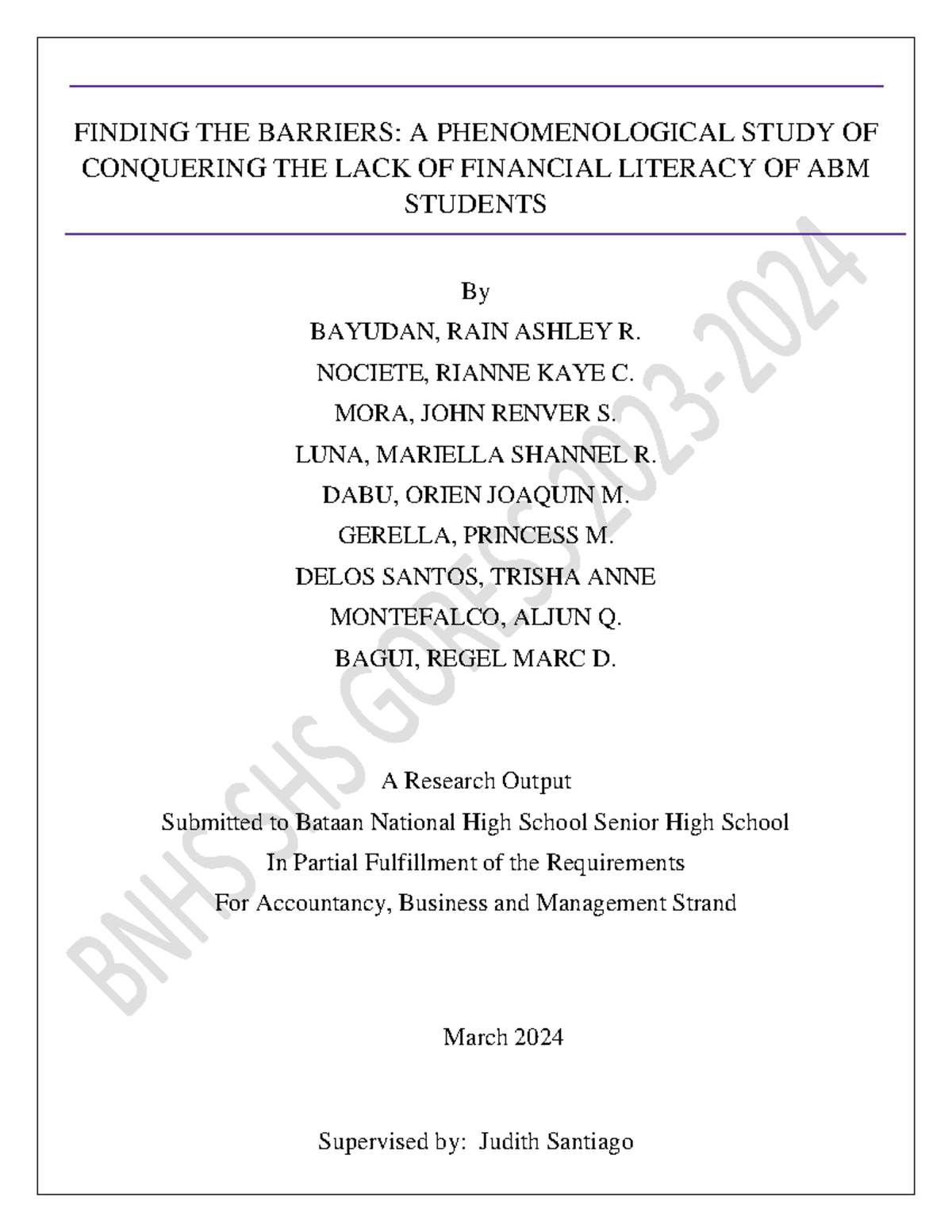 Practical Research 3: Financial Literacy Barriers Among ABM Students ...