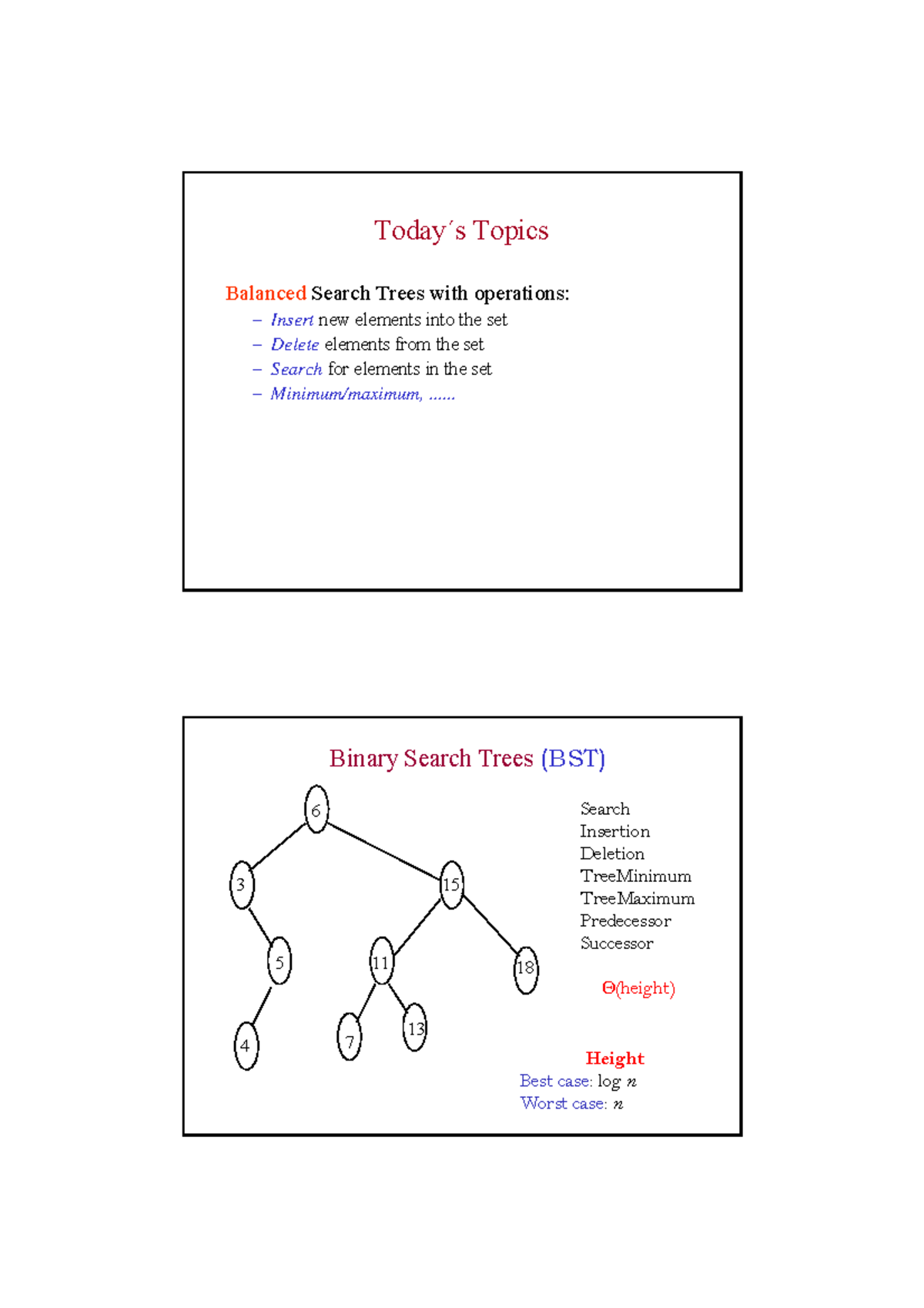 Lec 11-Balanced Search Trees: Insertion, Deletion, and Operations - Studocu