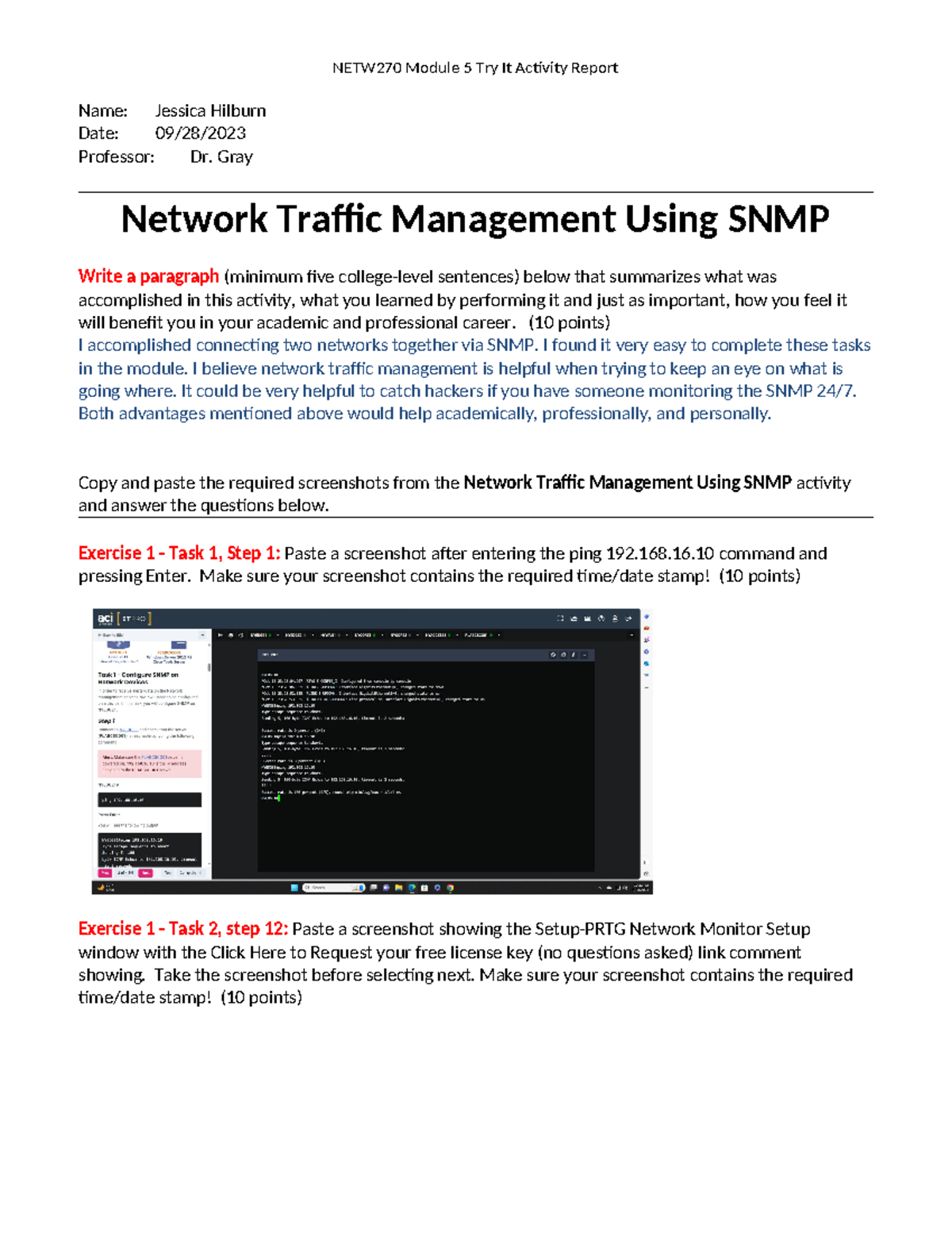NETW270 Module 5 Try It Activity Report: SNMP Network Management Insights - Studocu