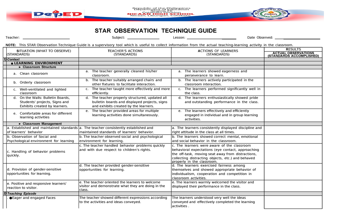 669898482 STAR Observation Technique - STAR OBSERVATION TECHNIQUE GUIDE ...