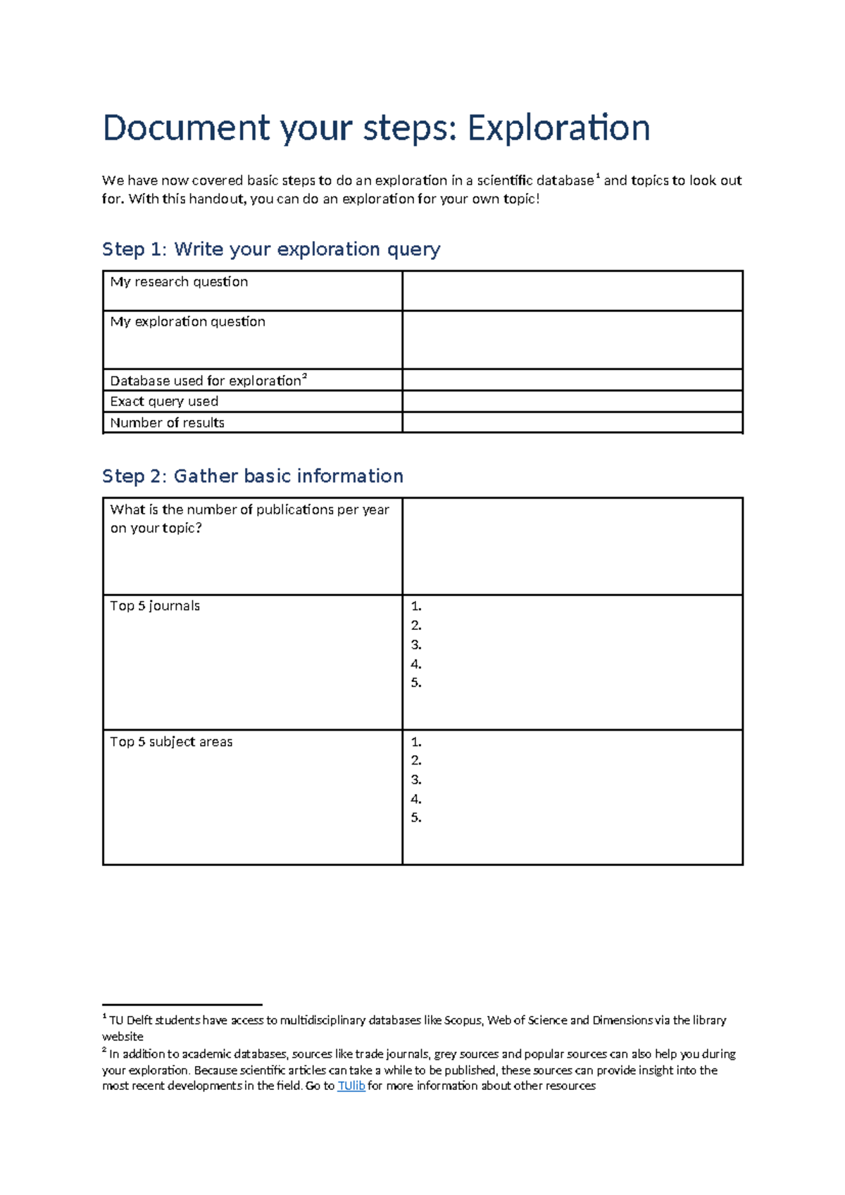Exploration Template: Steps for Database Research and Analysis ...