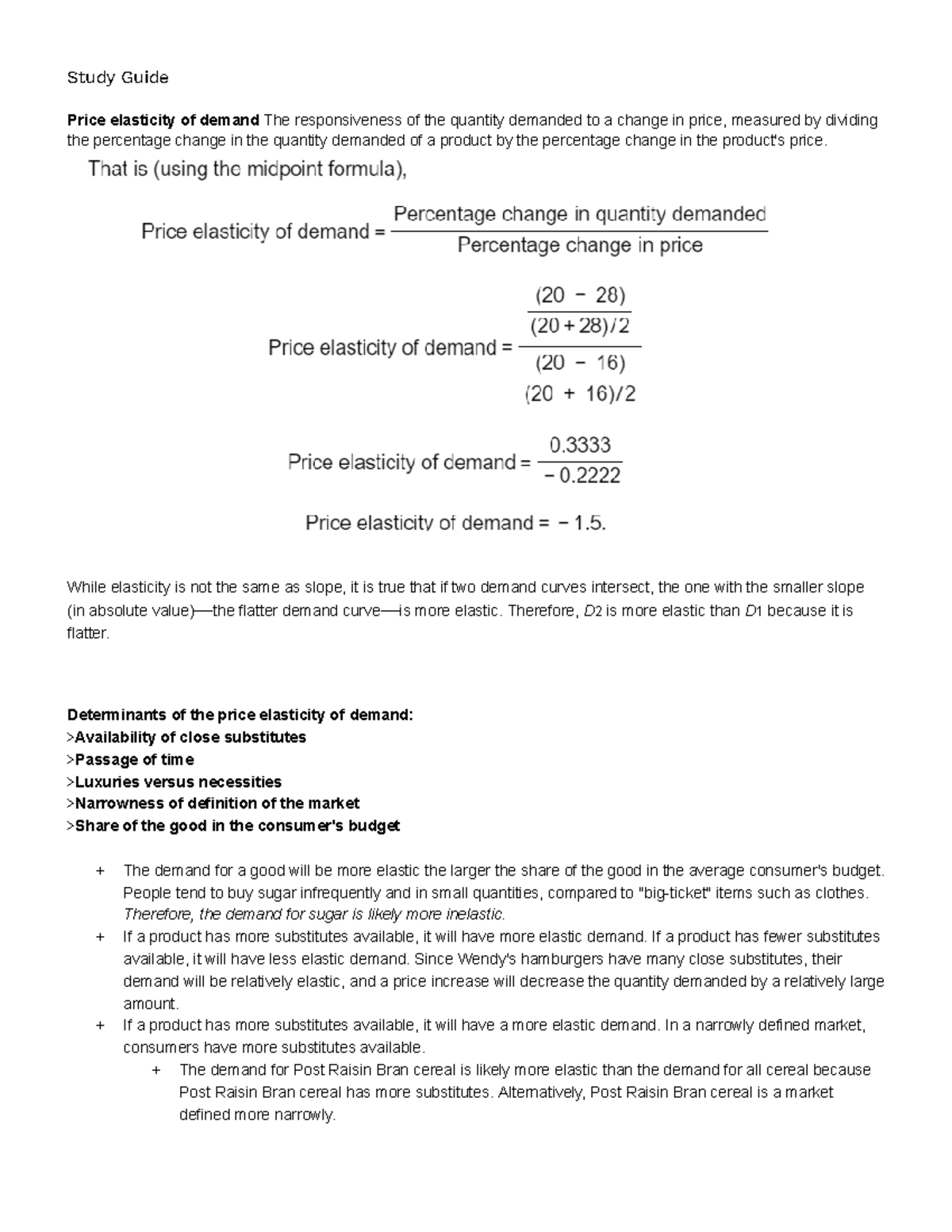 Textbook CH6 Notes on Price Elasticity of Demand - Derek Johnson's ...