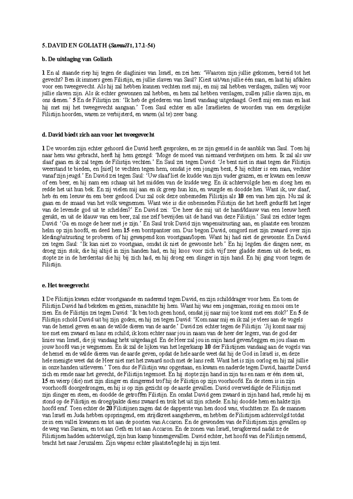 5. DAVID EN GOLIATH: Vertaling van Samuël I - De Uitdaging en ...