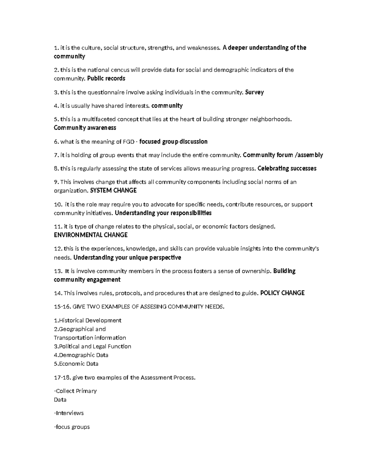 Cwts quiz - ADMIN - it is the culture, social structure, strengths, and ...