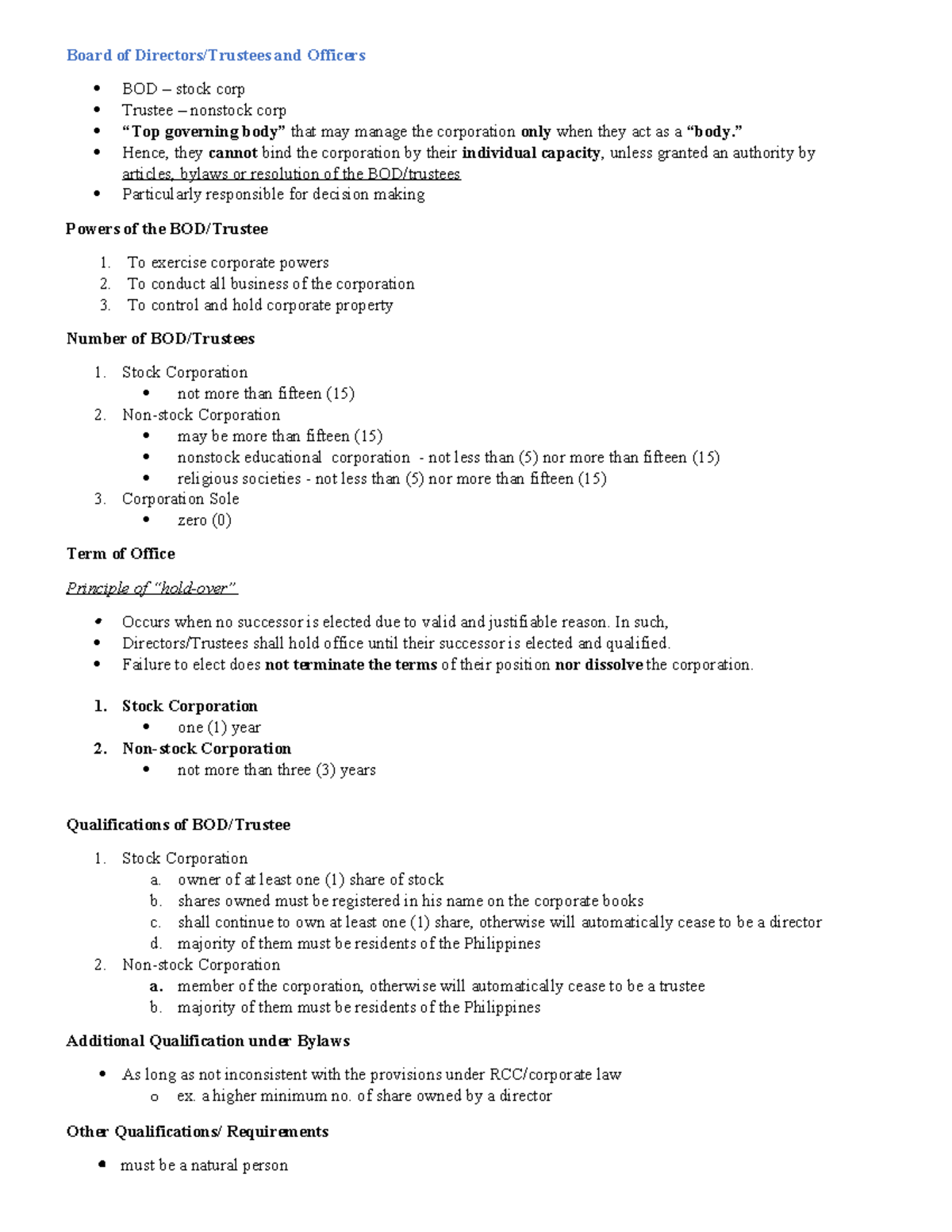Board of Directors Overview - BOD Governance and Responsibilities - Studocu