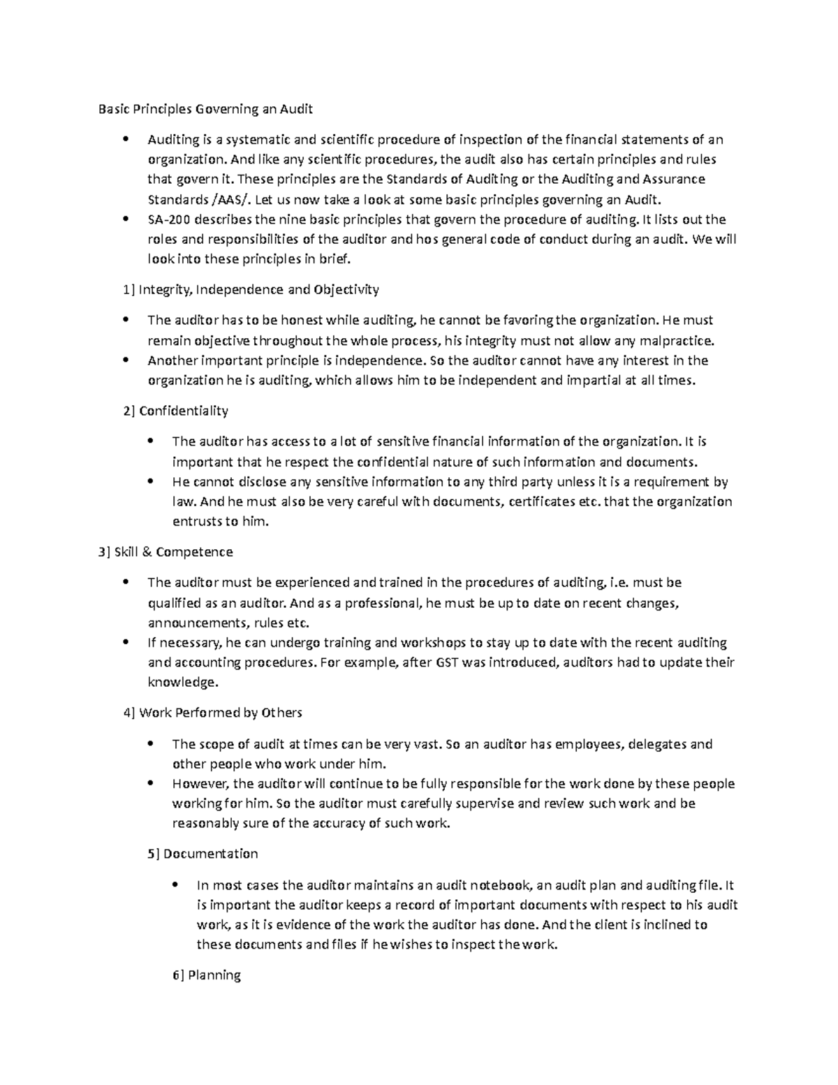 Basic Principles Governing an Audit - And like any scientific procedures, the audit also has ...