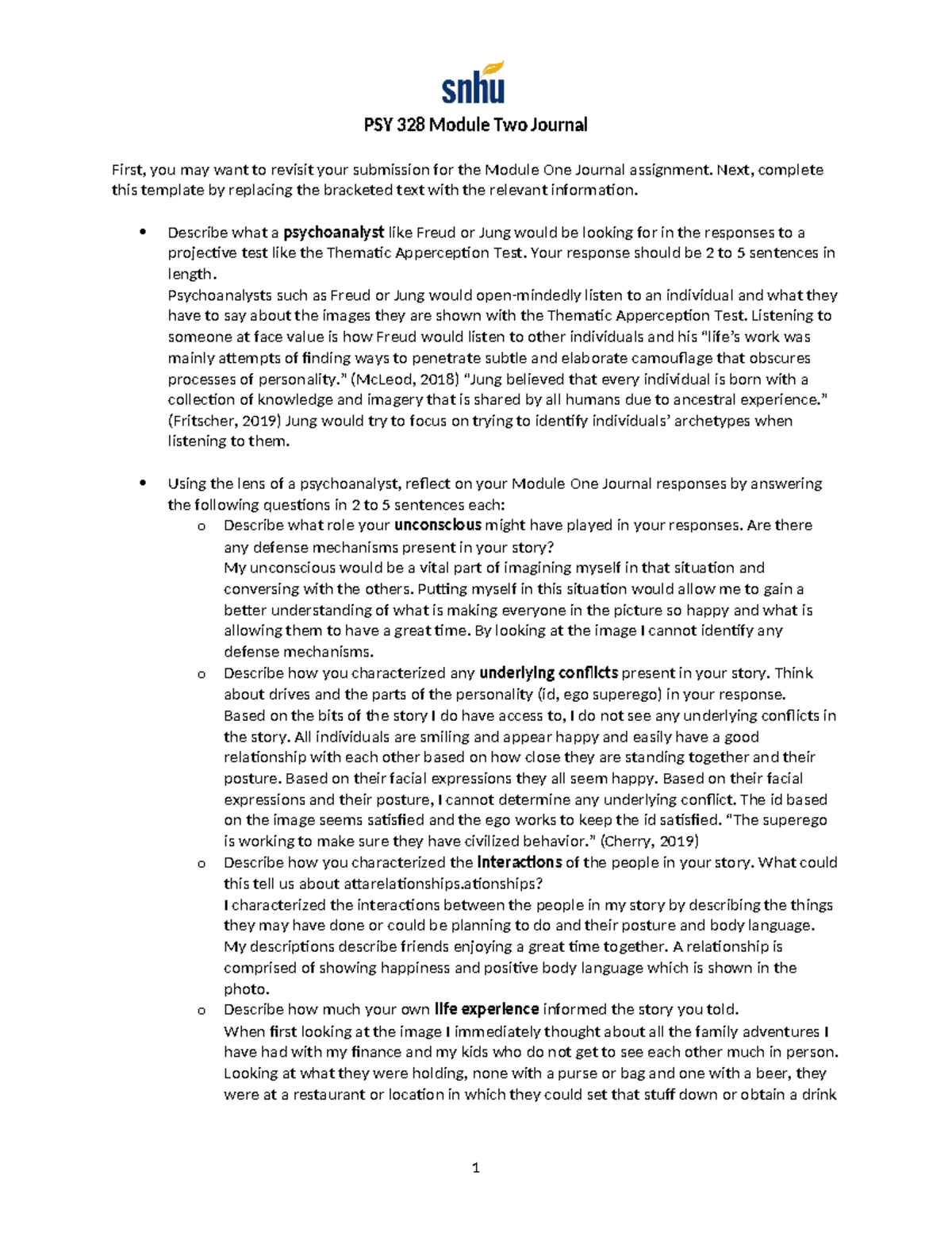 PSY 328 Module Two Journal - PSY 328 Module Two Journal First, you may ...