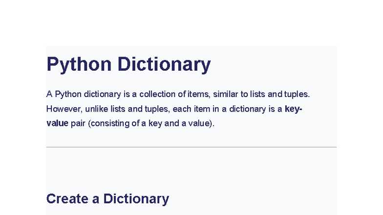 Python Dictionary Notes: Key-Value Pairs & Operations - Studocu