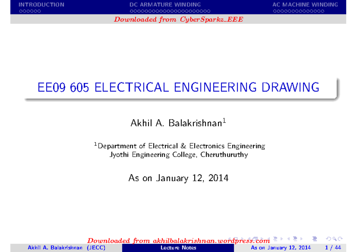 Mechine design - EE09 605 ELECTRICAL ENGINEERING DRAWING Akhil A ...