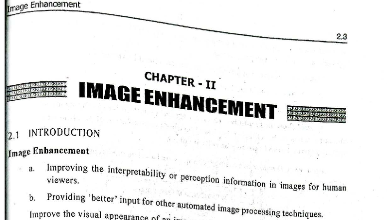 Image Enhancement Techniques in Digital Image Processing (CS 414) - Studocu