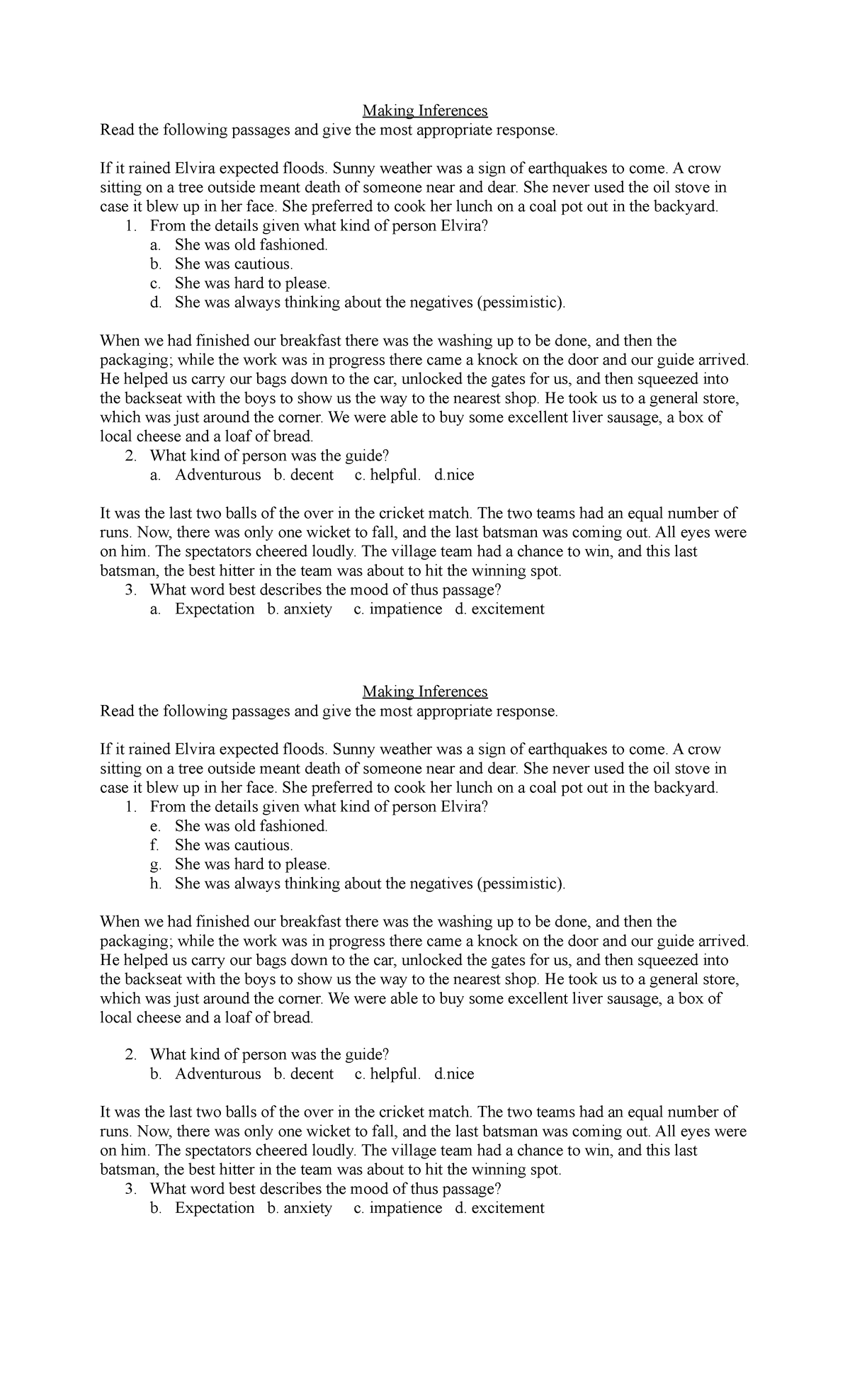 Making Inferences: Analyzing Character Traits and Mood - Studocu