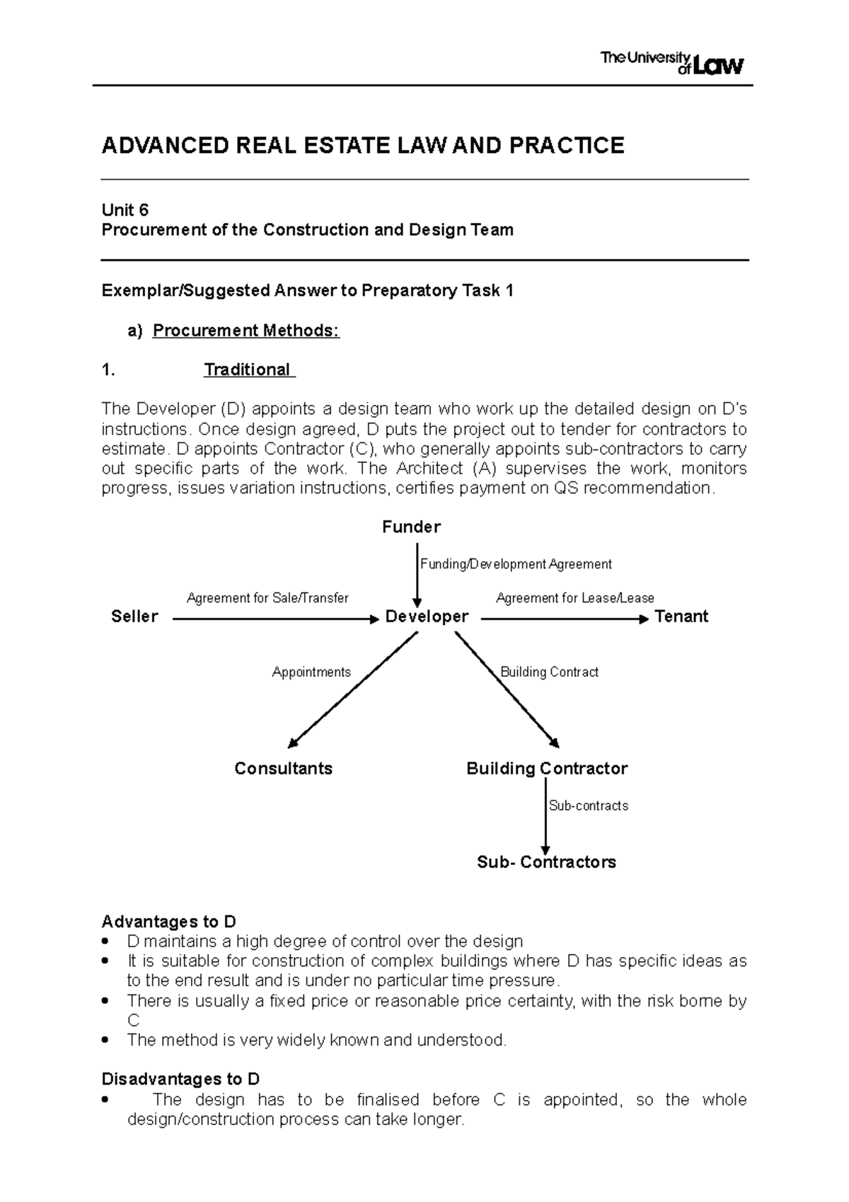 Unit 6 Advanced Real Estate Law Prep Task 1 Exemplar Analysis - Studocu