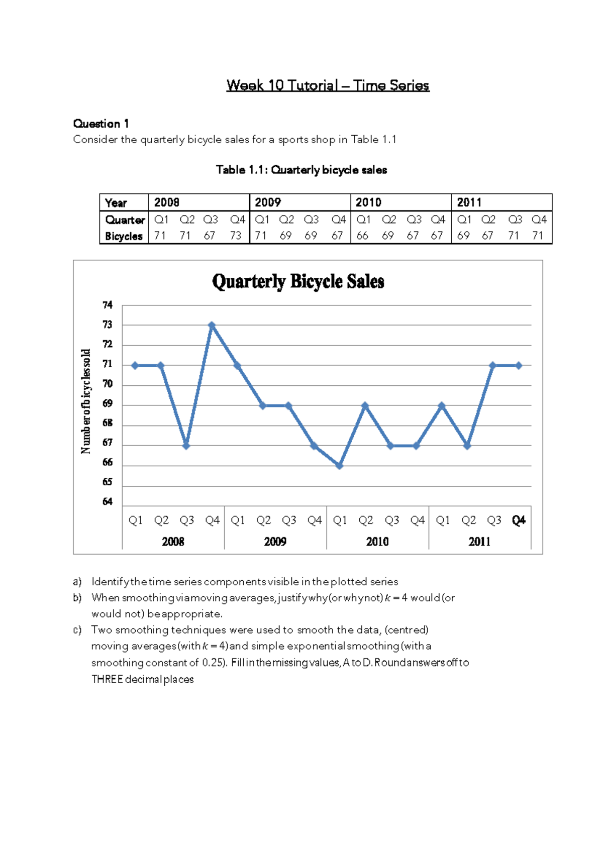 Week 10 Tutorial: Time Series Analysis and Smoothing Techniques - Studocu