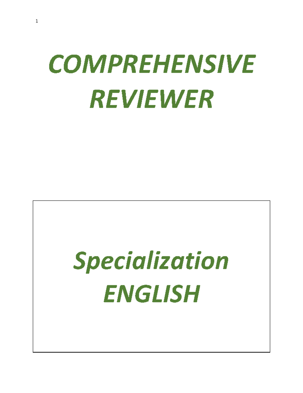 Comprehensive English Review: Specialization and Language Instruction ...