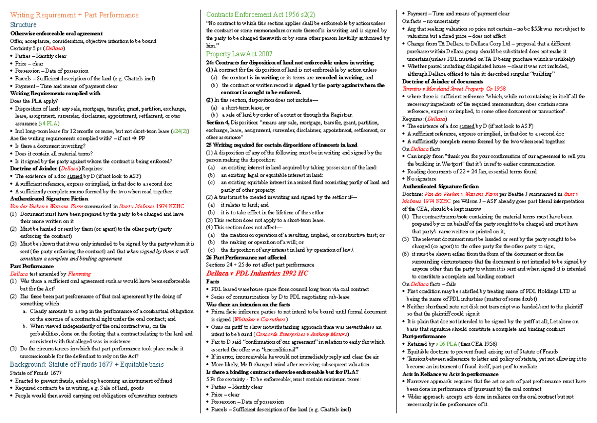 LAWS 211 Cheat Sheet: Understanding Part Performance & Writing ...