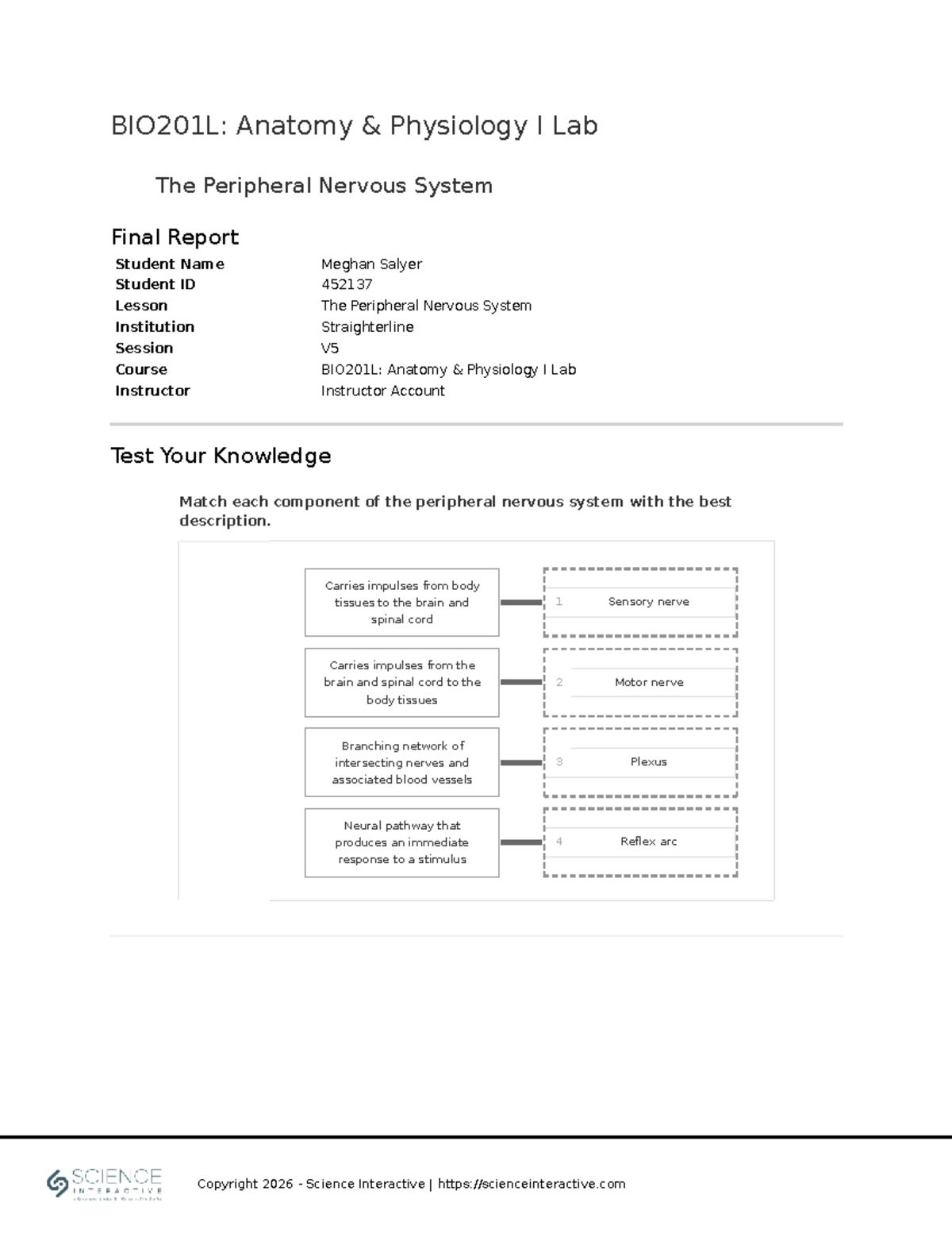 BIO201L: Final Report on The Peripheral Nervous System Lab - Studocu