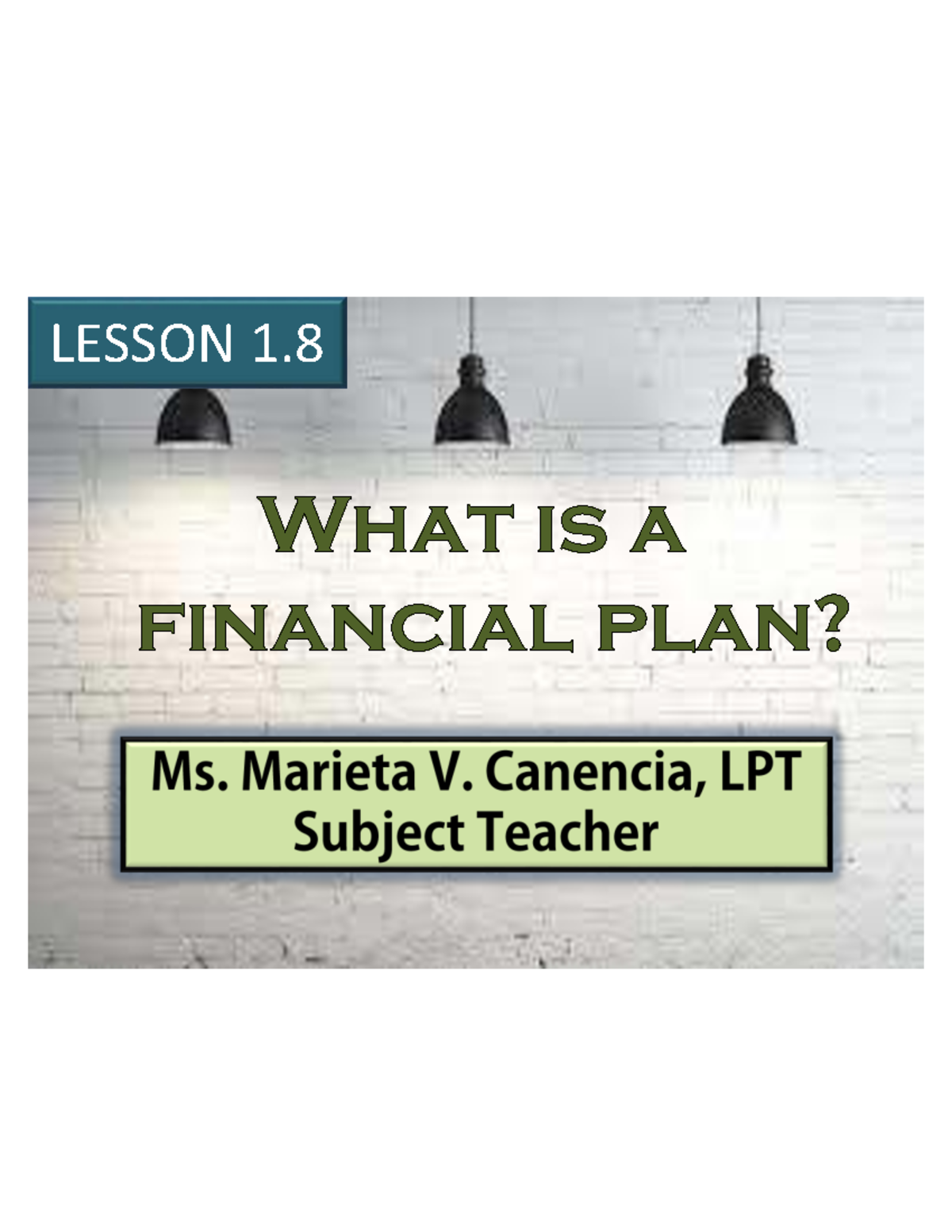 Financial Plan Overview - ENTREP Lesson 1.8 - Studocu