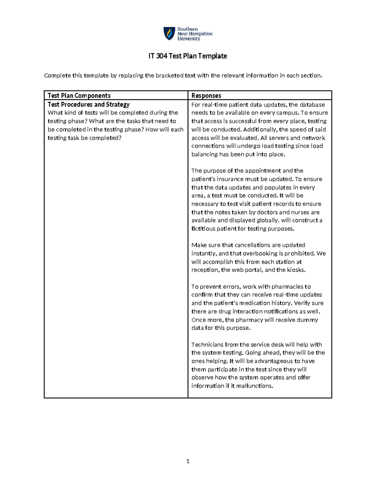 Test Plan Module 7 - IT 304 Test Plan Template Complete this template ...
