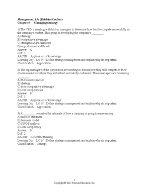 Management Chapter 6 Question Bank - 1 Management, 15e (Robbins/Coulter ...