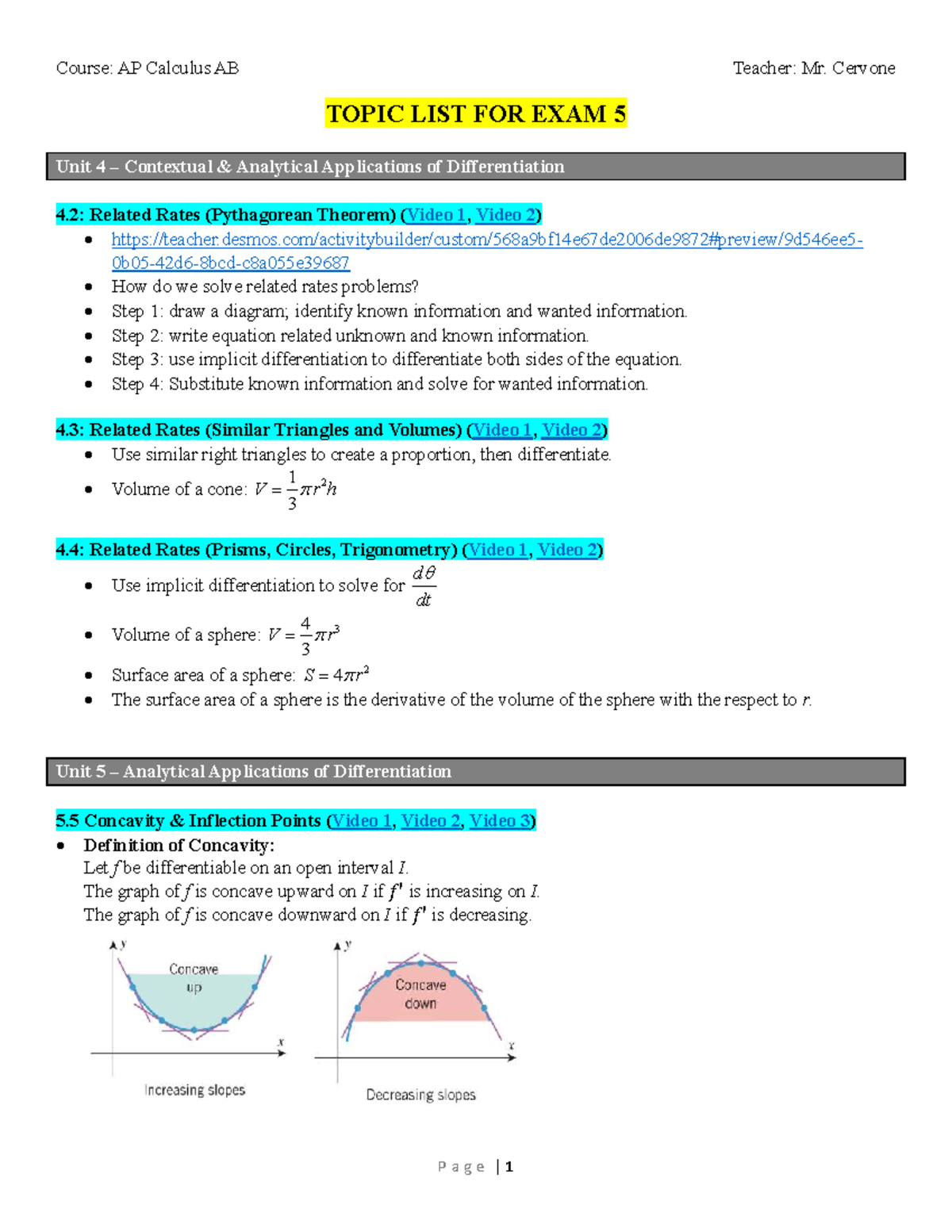 AP Calculus AB Exam 5: Contextual & Analytical Applications of ...