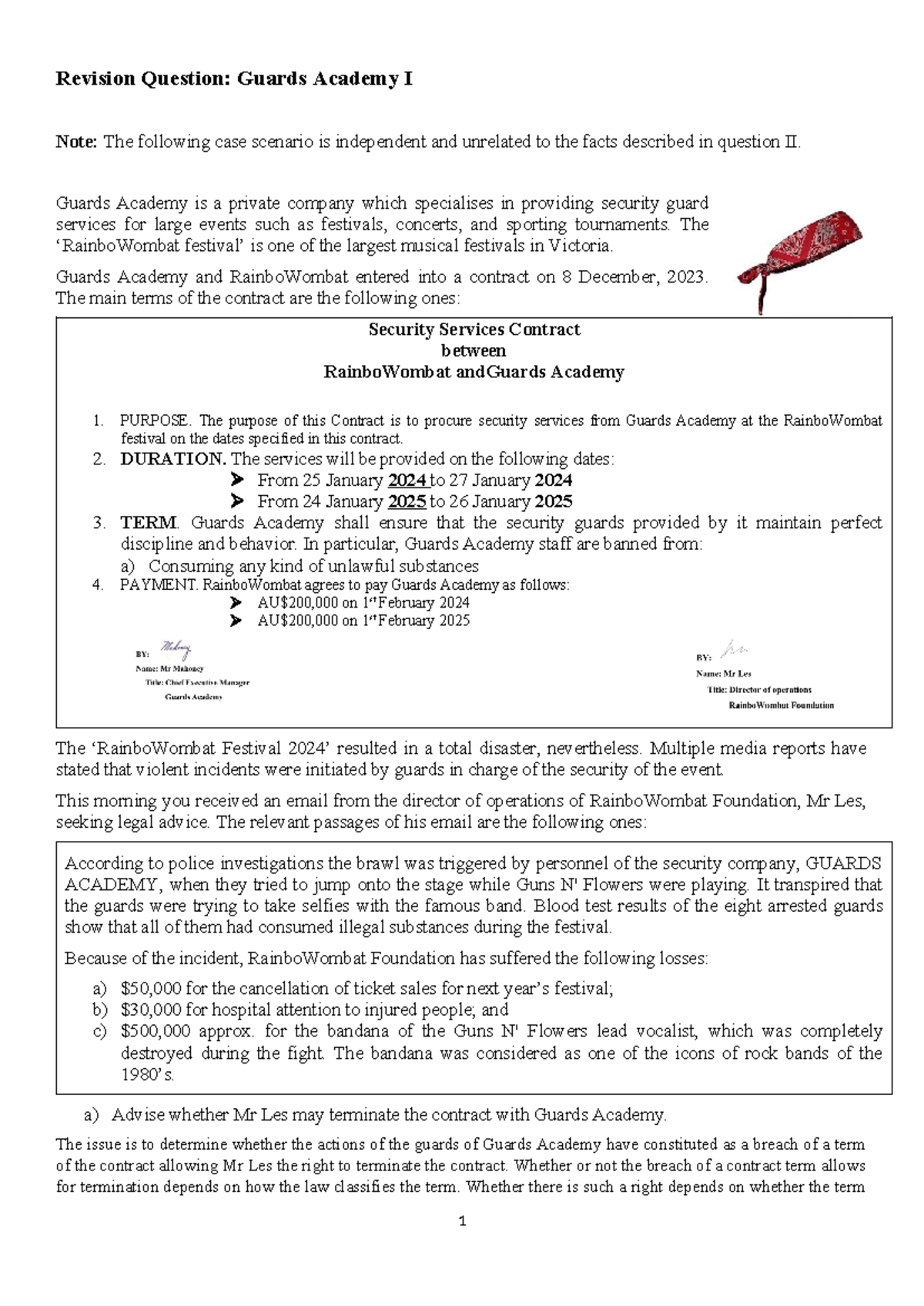 Guards Academy Security Services Contract Analysis: Legal Implications - Studocu